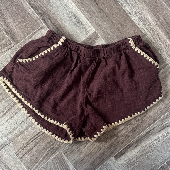 Cotton On Body | Shorts | Maroon Shorts Linen Texture With Crochet Edge ...